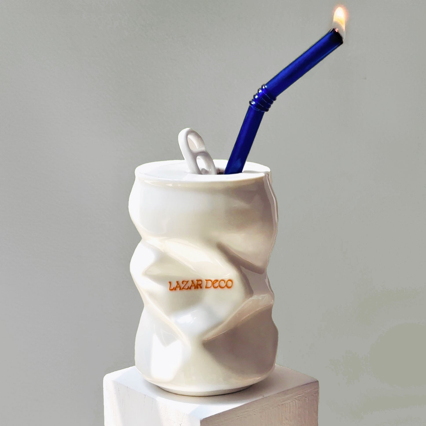 Crushed can oil lamp – Lazar Deco